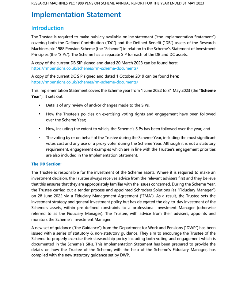 RM Scheme - RM Pensions